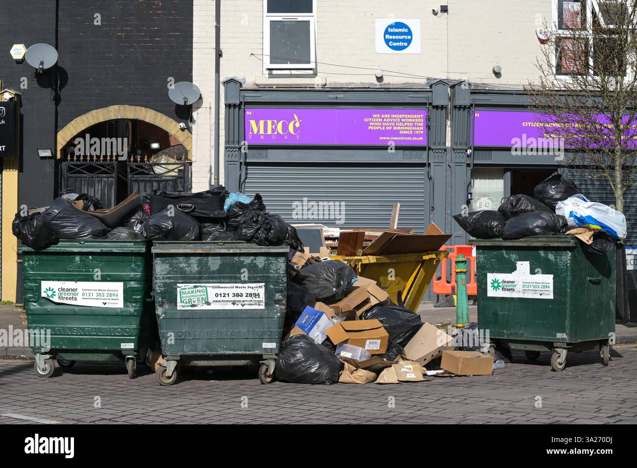 Edward Road Birmingham 12th March 2025: Huge towers of rubbish have ...