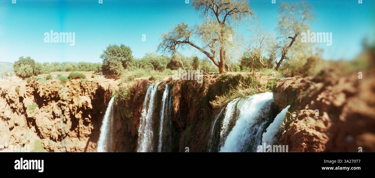 Panoramic view of waterfall, Ouzoud Waterfalls, Grand Atlas ...