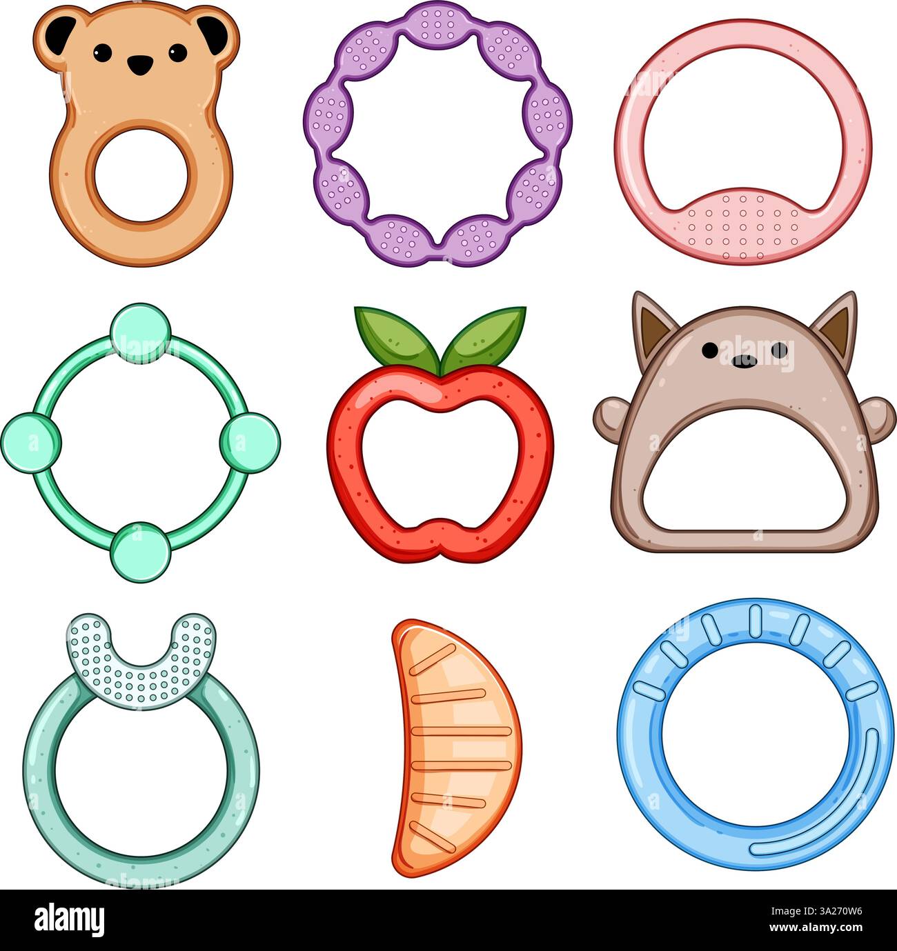 teething ring set cartoon vector illustration Stock Vector Image & Art ...
