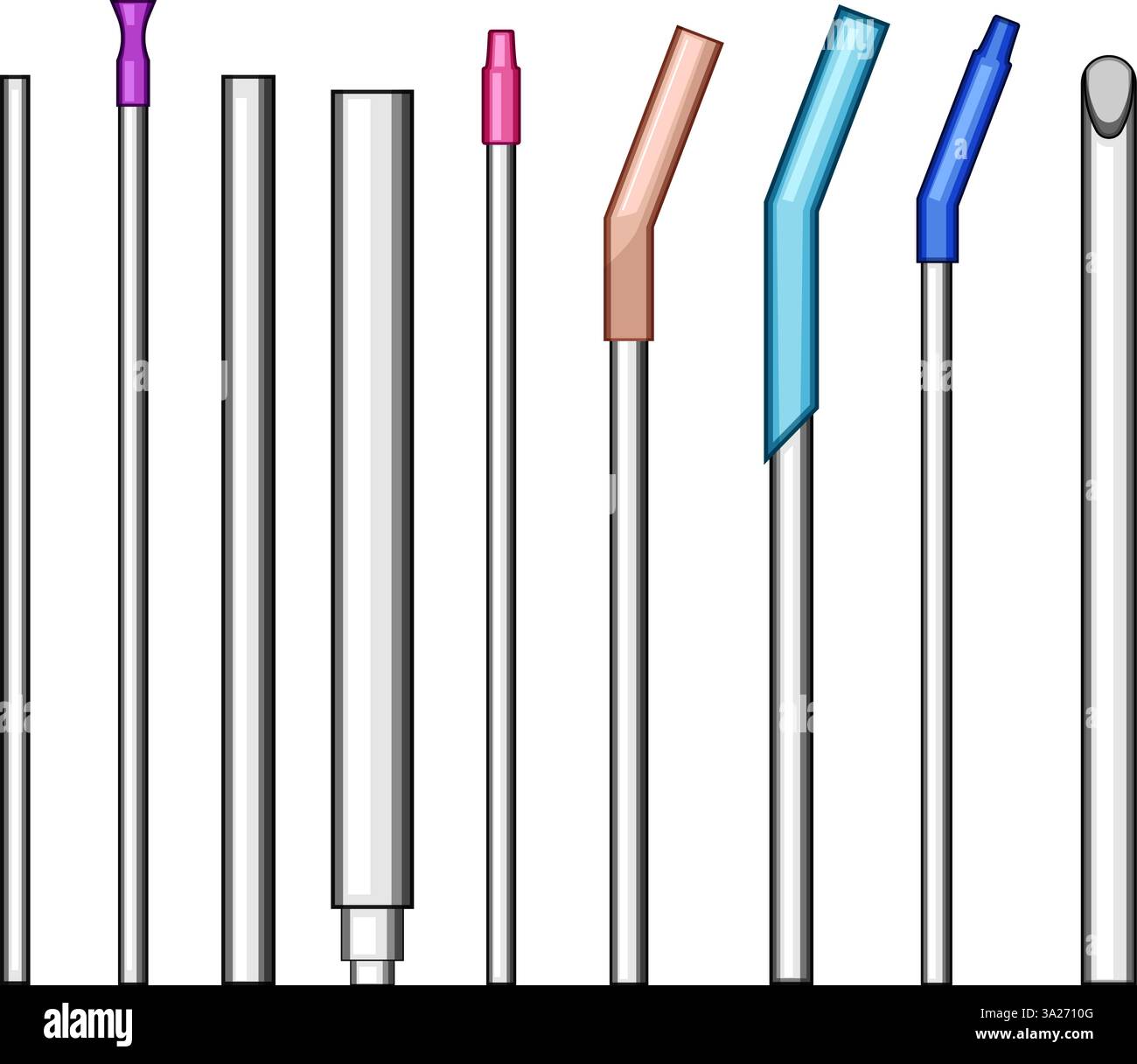 stainless steel straw set cartoon vector illustration Stock Vector ...