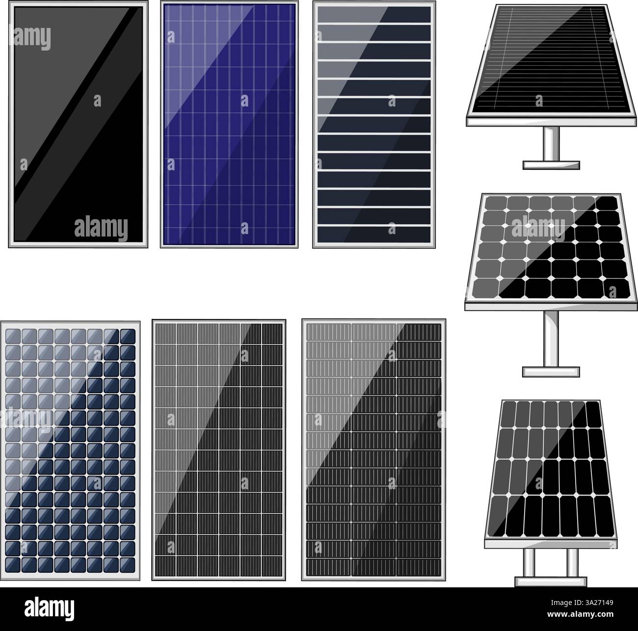 solar panels set cartoon vector illustration Stock Vector Image & Art ...