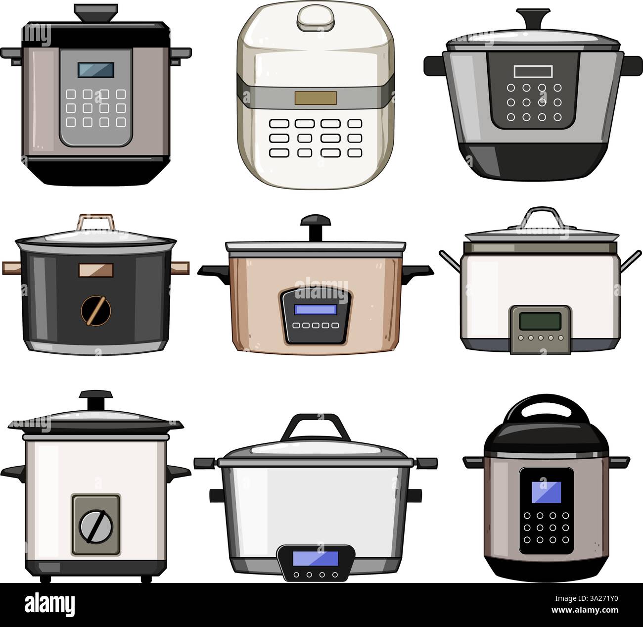 slow cooker set cartoon vector illustration Stock Vector Image & Art ...