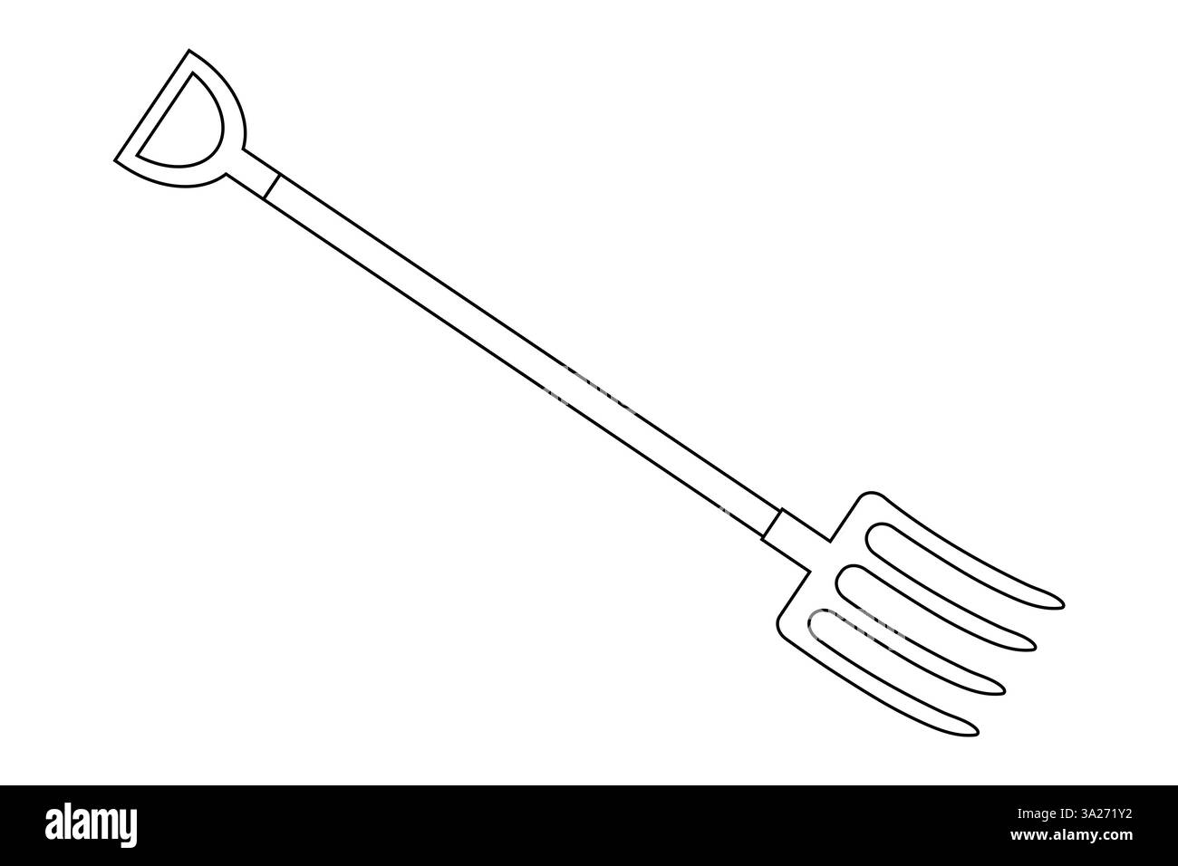 Gardening tool with a three-pronged fork and hoe for soil cultivation ...