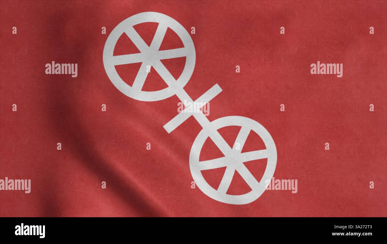 Flag of the city of Mainz in the state of Rhineland Palatinate. 3d ...