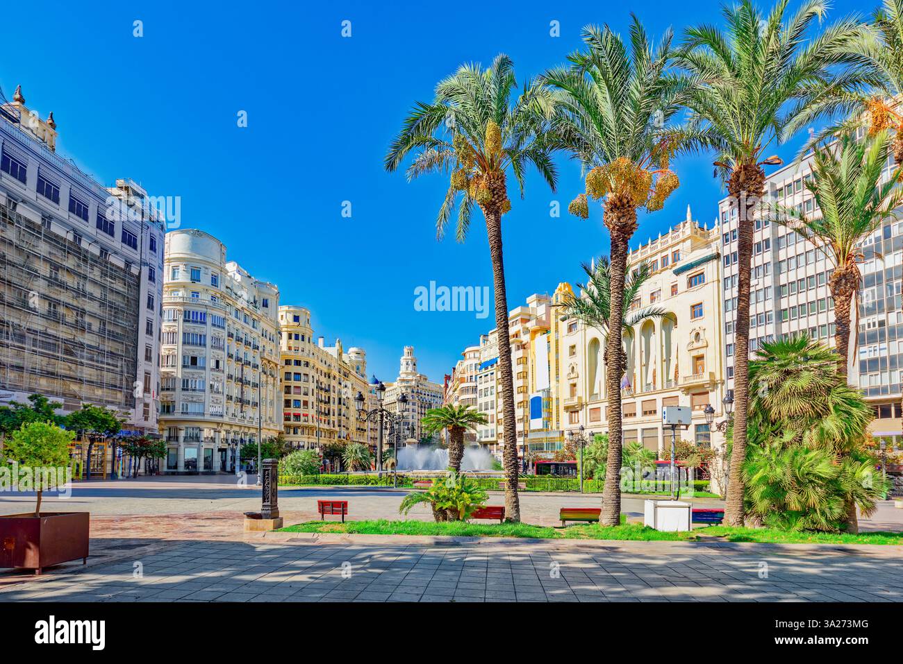 Valencia. Modernisme Plaza of the City Hall .Spain Stock Photo - Alamy