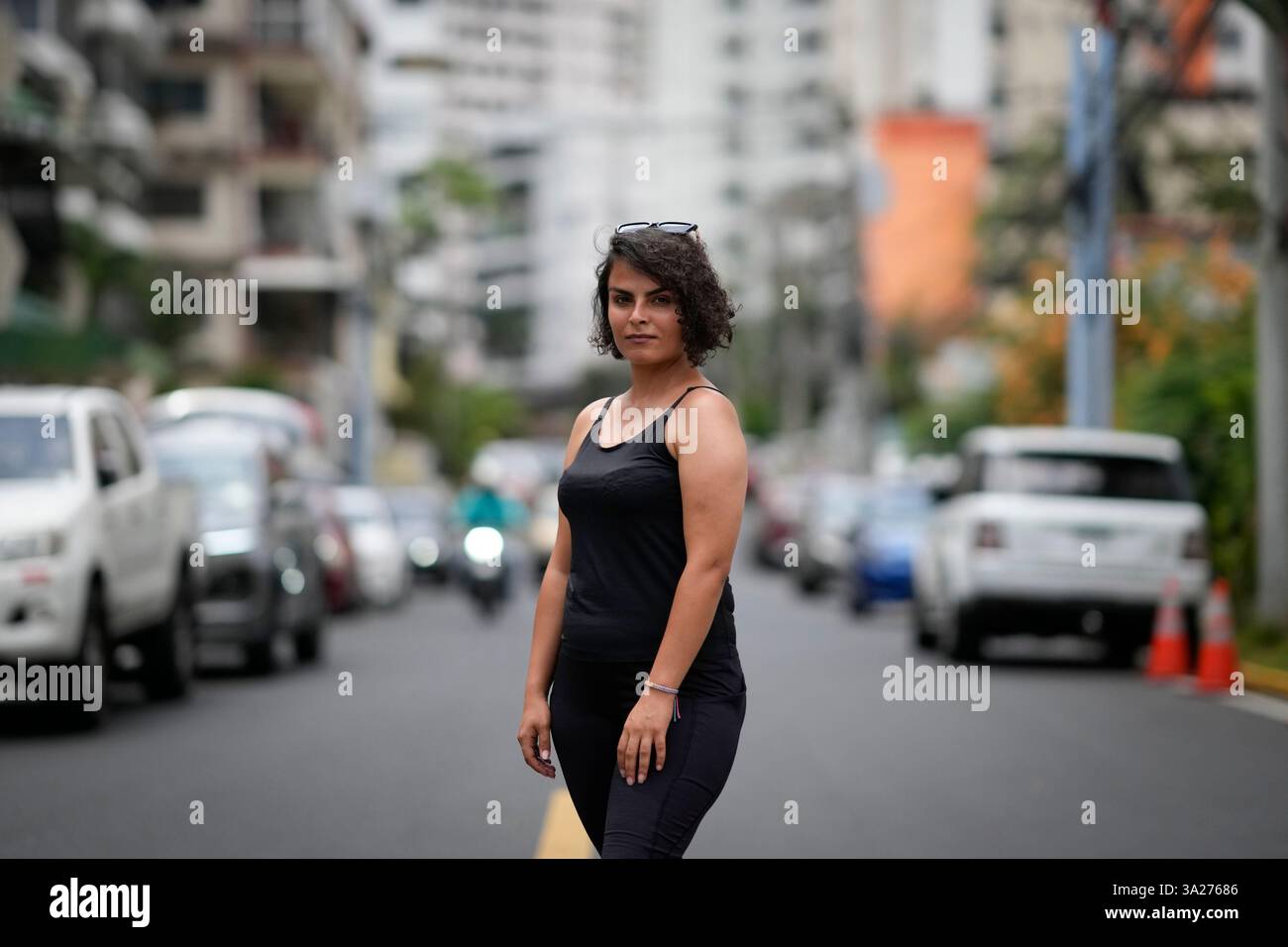 Elham Ghaedi, a migrant from Iran, poses for a portrait in Panama City ...