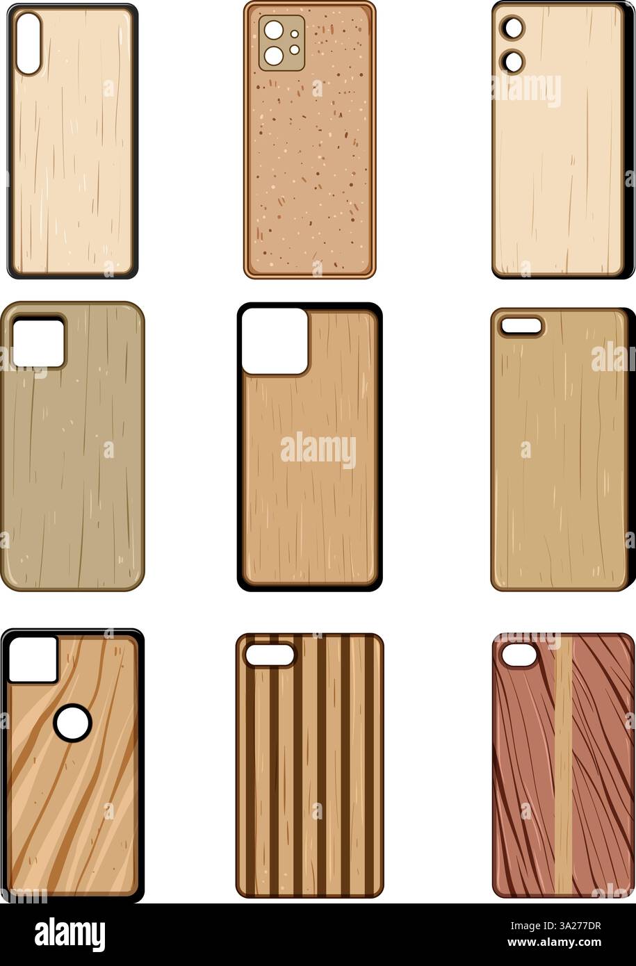 phone case wooden set cartoon vector illustration Stock Vector Image ...
