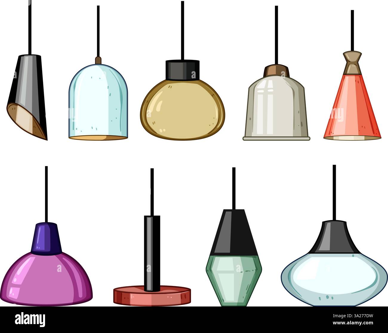 pendant lights set cartoon vector illustration Stock Vector Image & Art ...