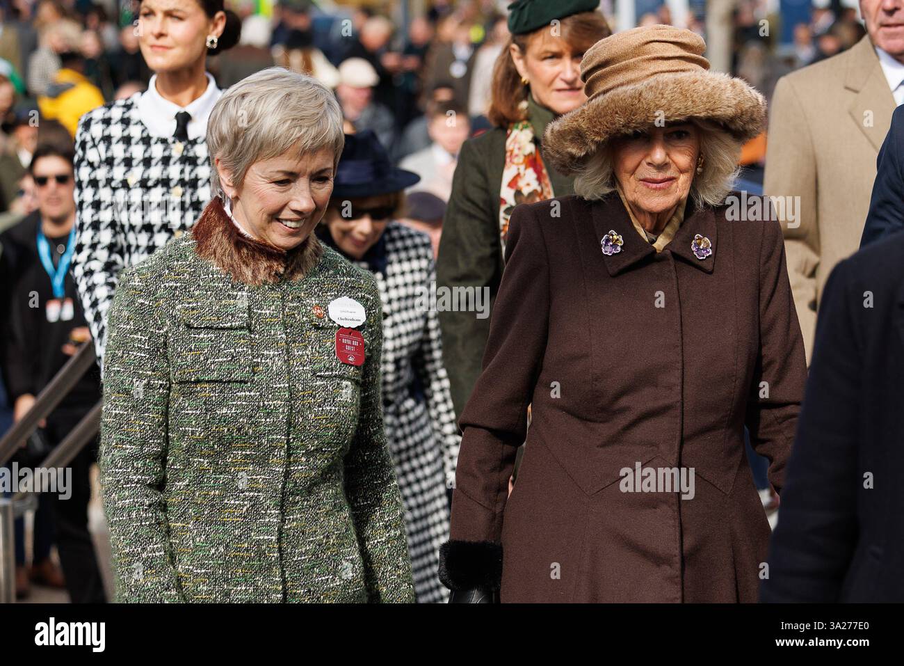 HRH Queen Camilla arrives ahead of day two of the 2025 Cheltenham ...