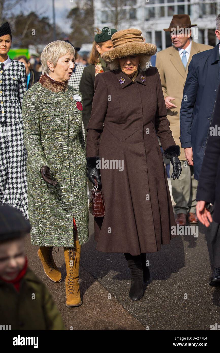 HRH Queen Camilla arrives ahead of day two of the 2025 Cheltenham ...