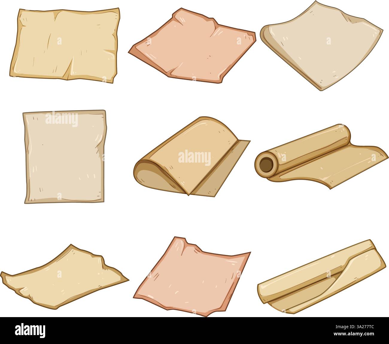 parchment paper set cartoon vector illustration Stock Vector Image ...