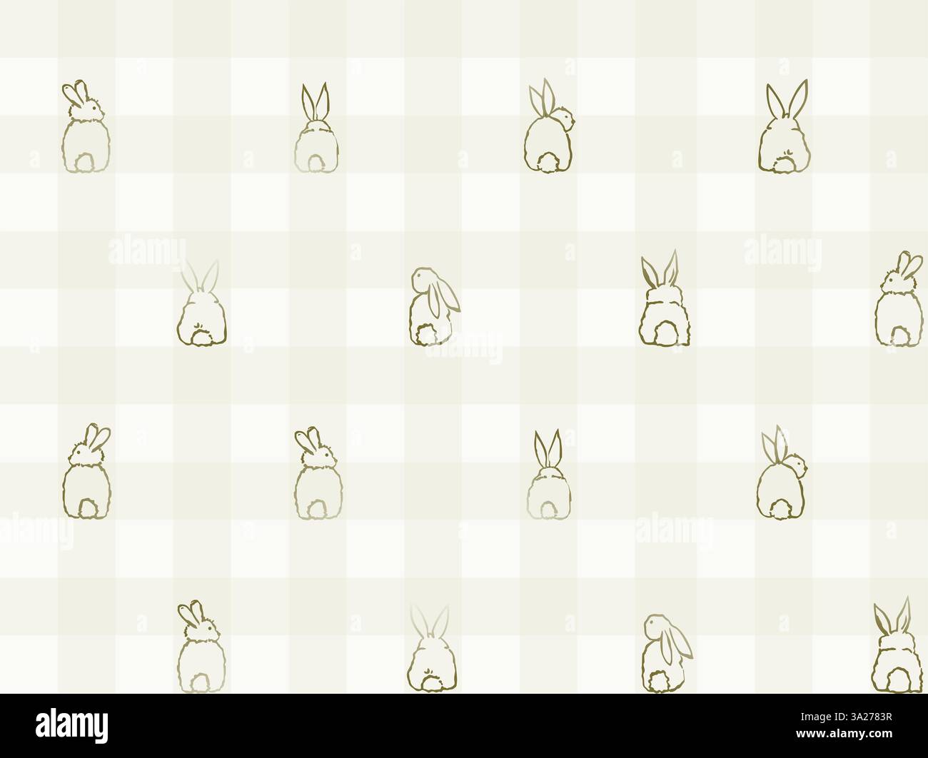 Cute Bunny Pattern – Pastel Gingham Rabbit Wallpaper for Kids Room Stock Photo - Alamy