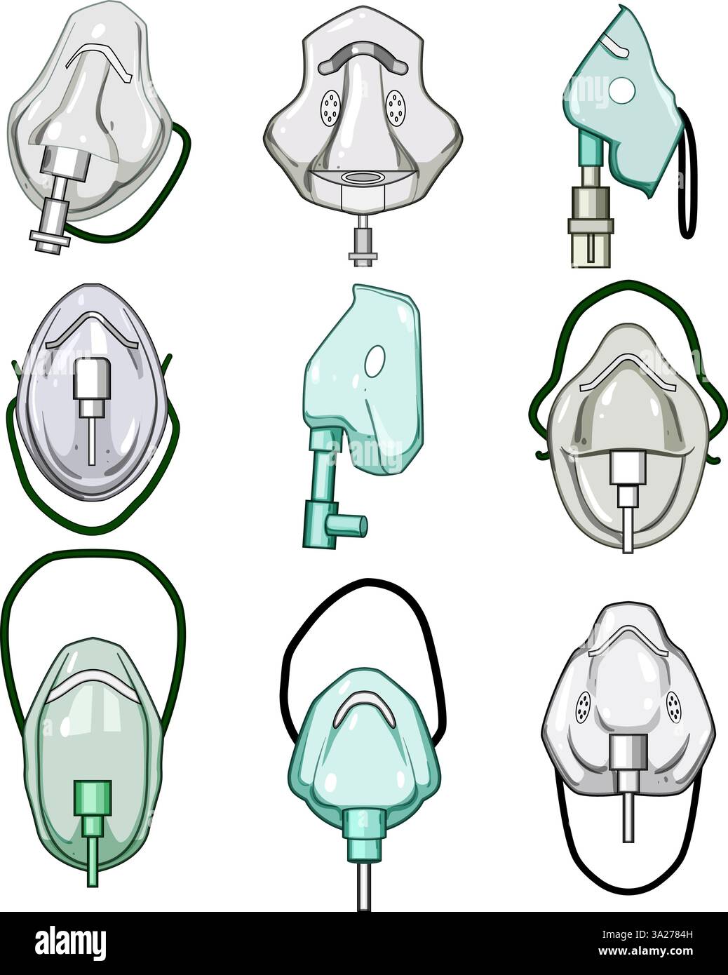 oxygen mask set cartoon vector illustration Stock Vector Image & Art ...