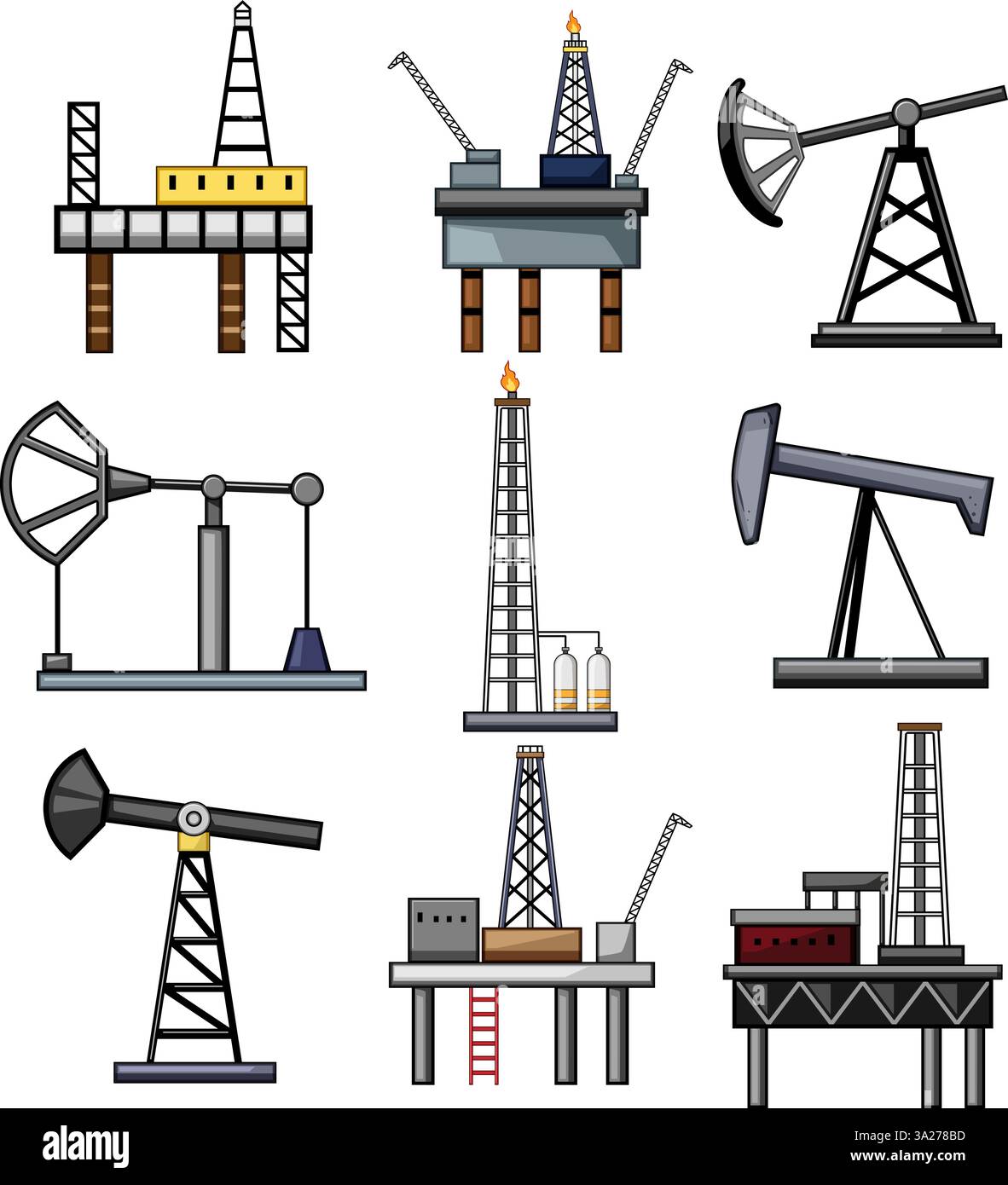 oil rig set cartoon vector illustration Stock Vector Image & Art - Alamy