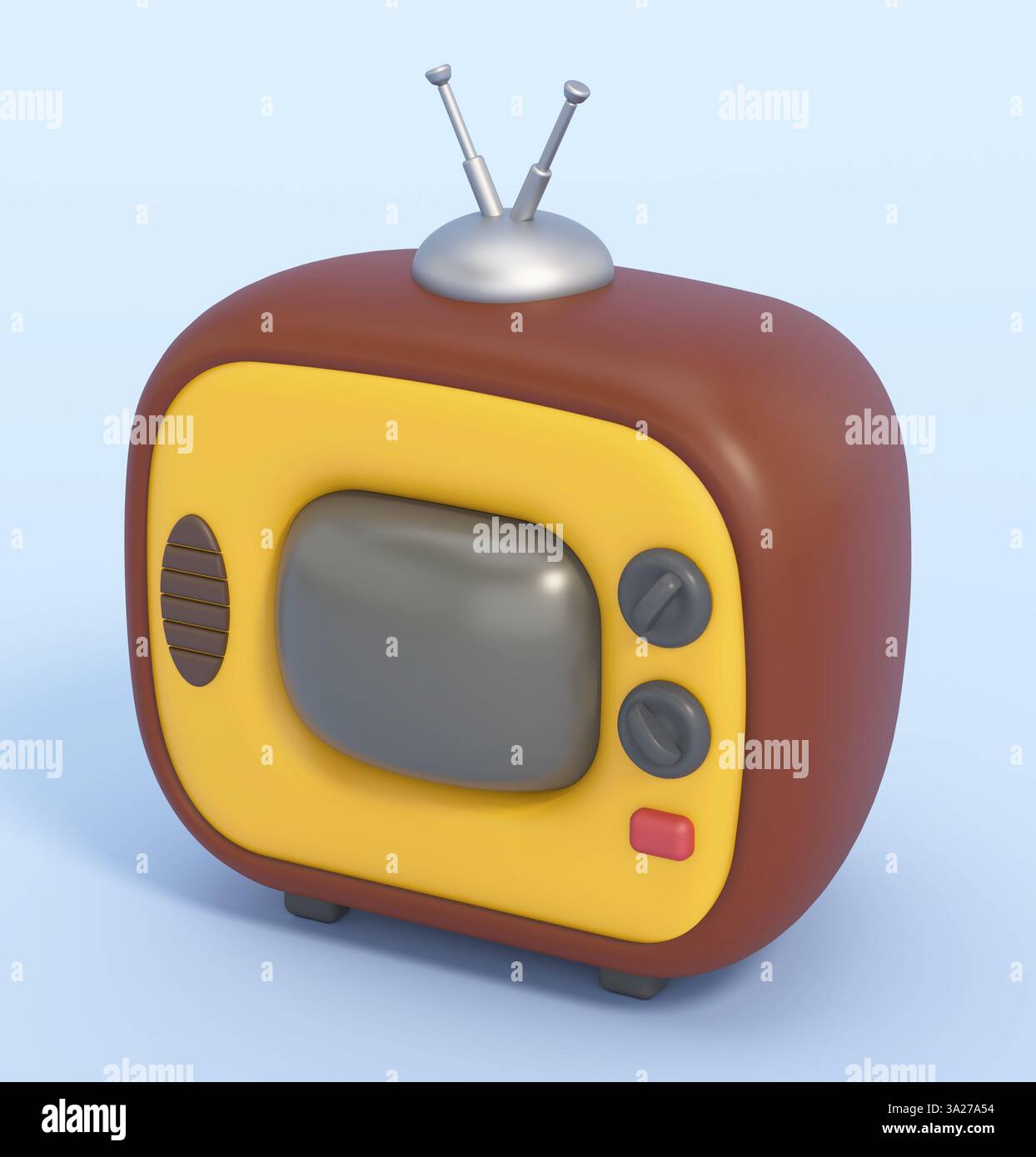 Cartoon analogue TV isolated on blue background. 3D illustration Stock ...