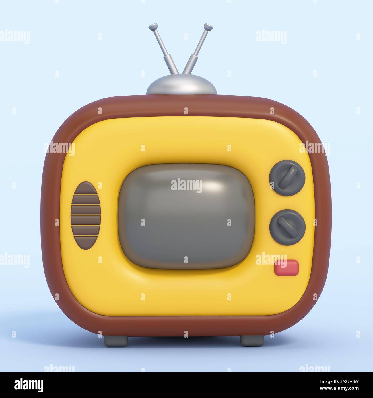 Cartoon analogue TV isolated on blue background. 3D illustration Stock ...