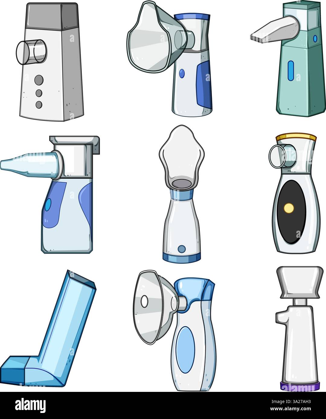 inhaler portable set cartoon vector illustration Stock Vector Image ...