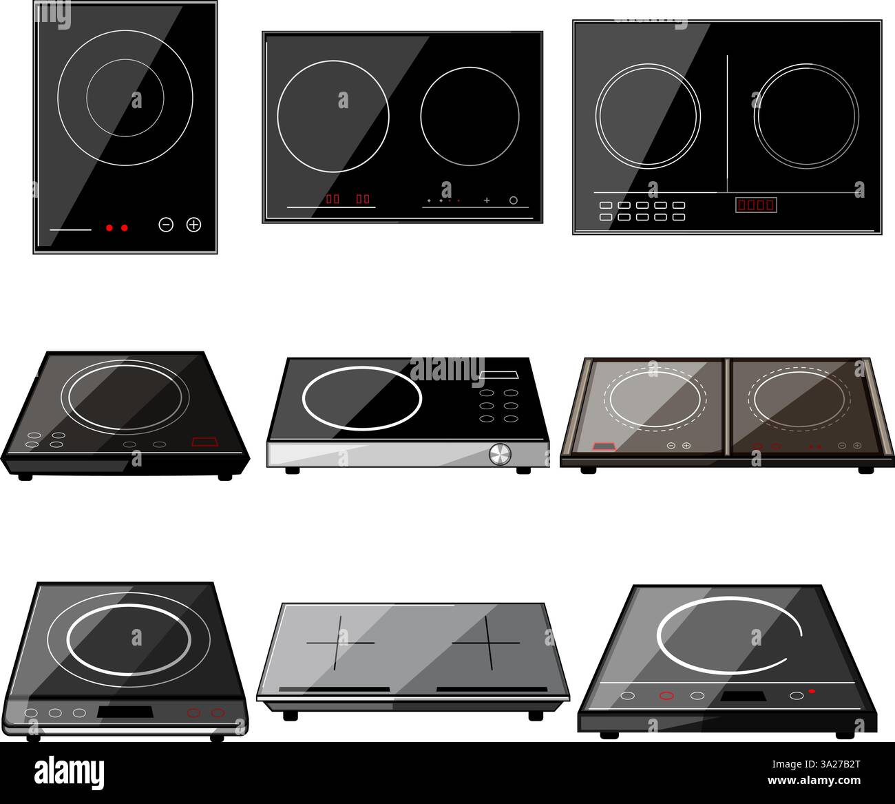 induction cooktop set cartoon vector illustration Stock Vector Image ...