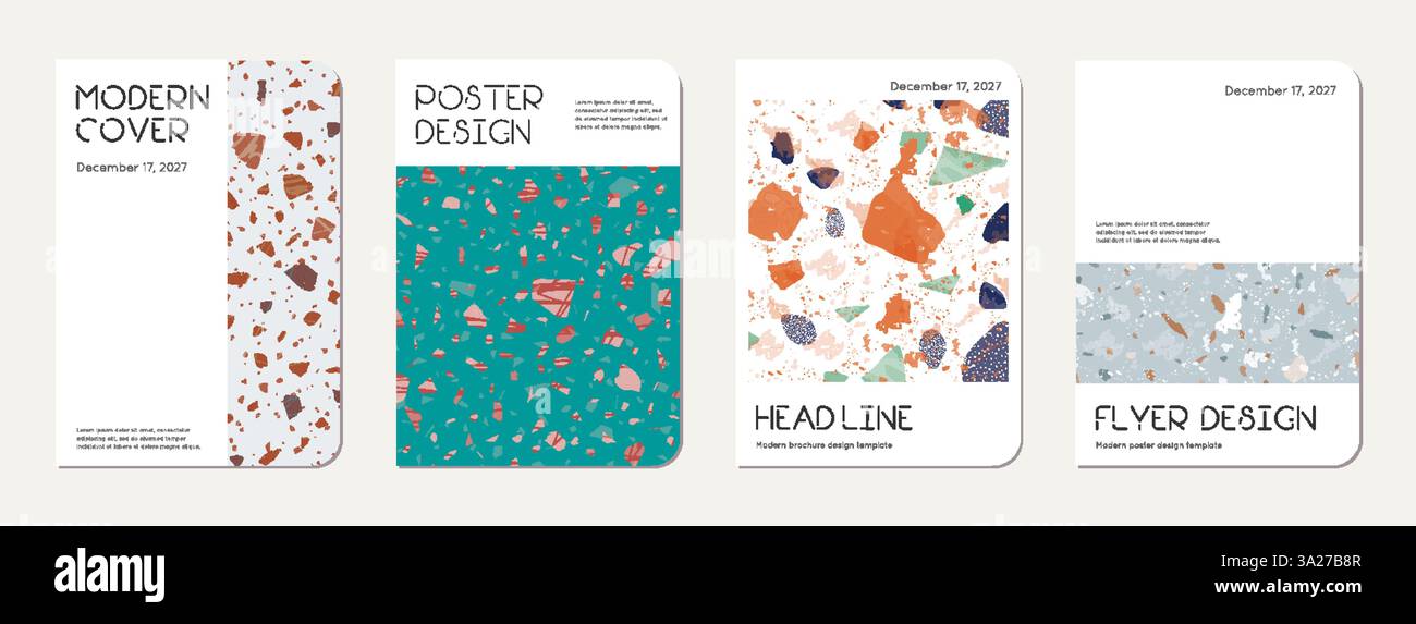 Notepad cover design. Terrazzo abstract background made of natural ...