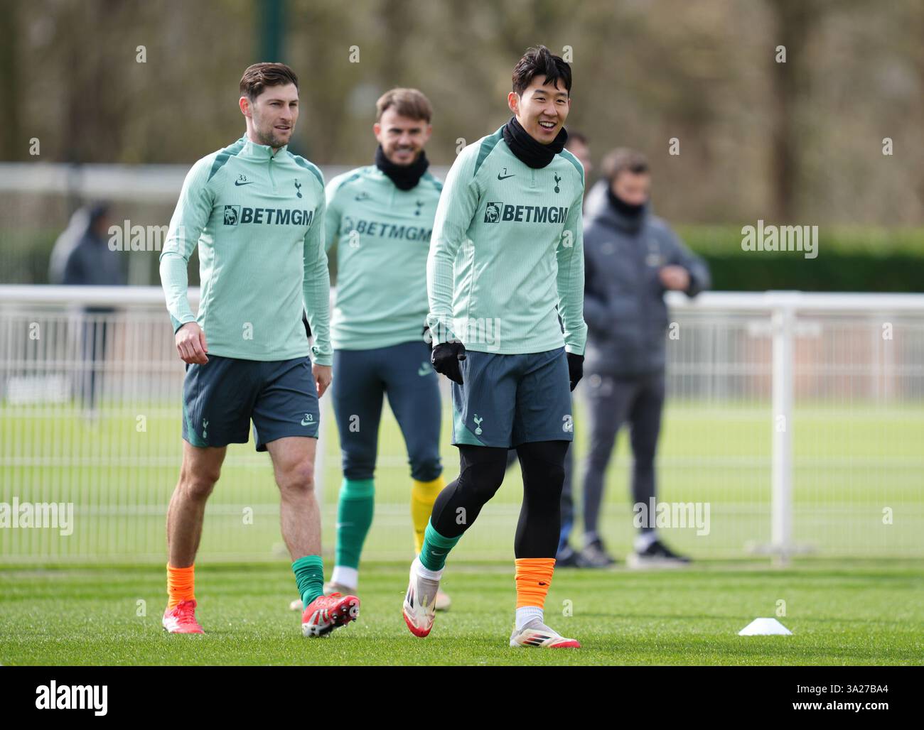 (left to right) Tottenham Hotspur's Ben Davies, James Maddison and Son ...