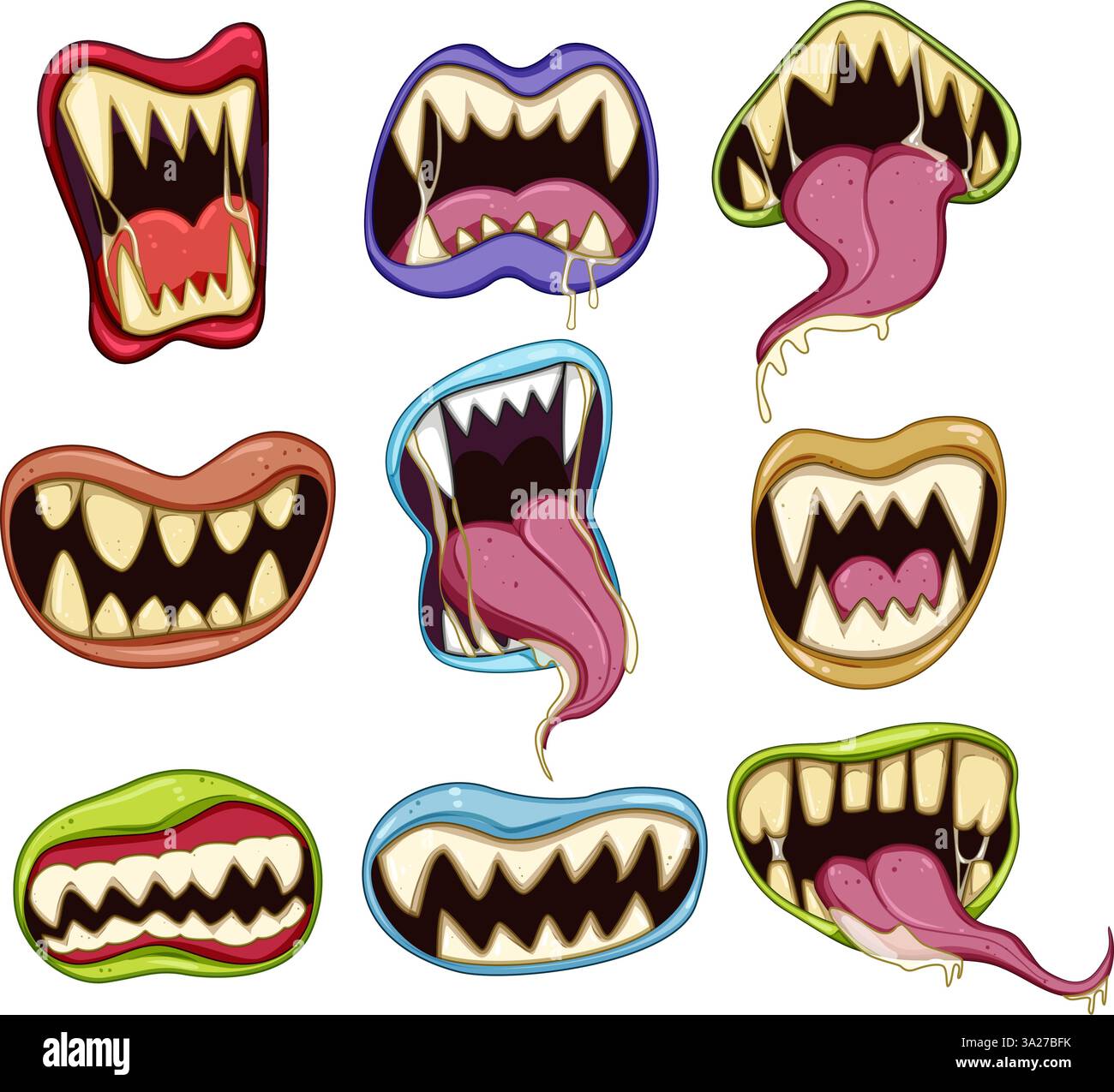 horror mouth set cartoon vector illustration Stock Vector Image & Art ...