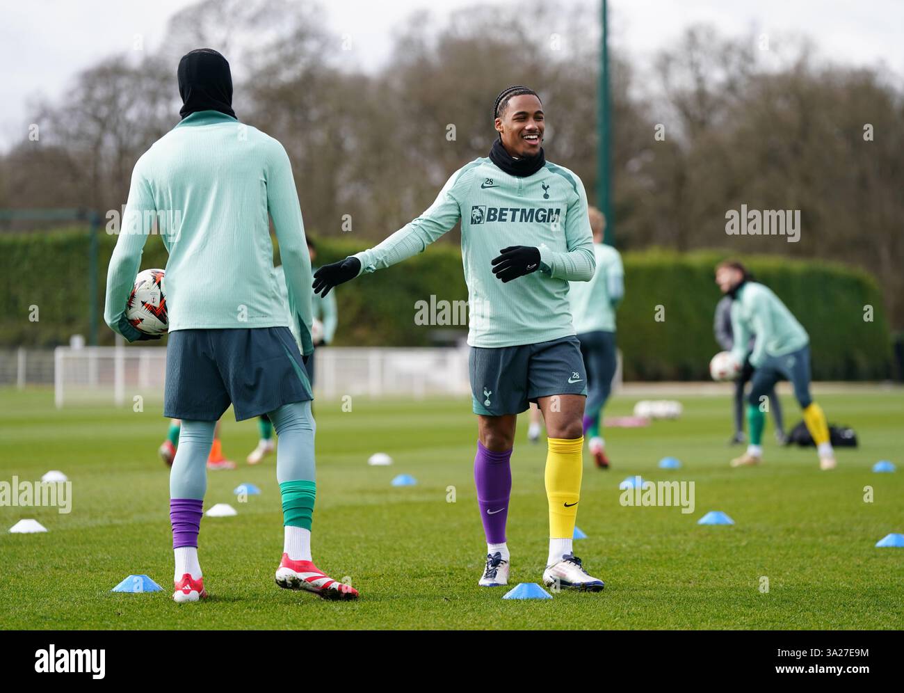 Tottenham Hotspur's Wilson Odobert (right) during a training session at ...