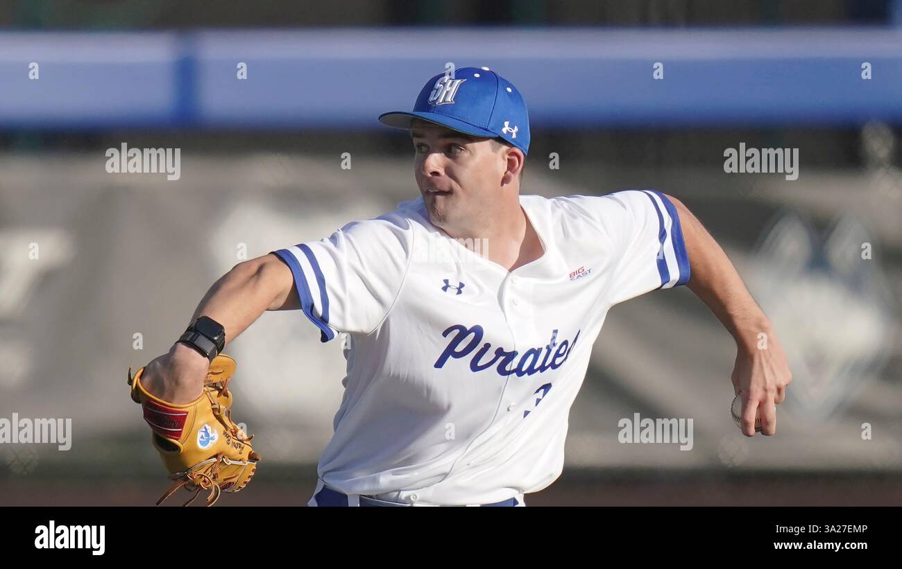 Seton Hall pitcher Patrick Benn (37) throws during an NCAA baseball ...