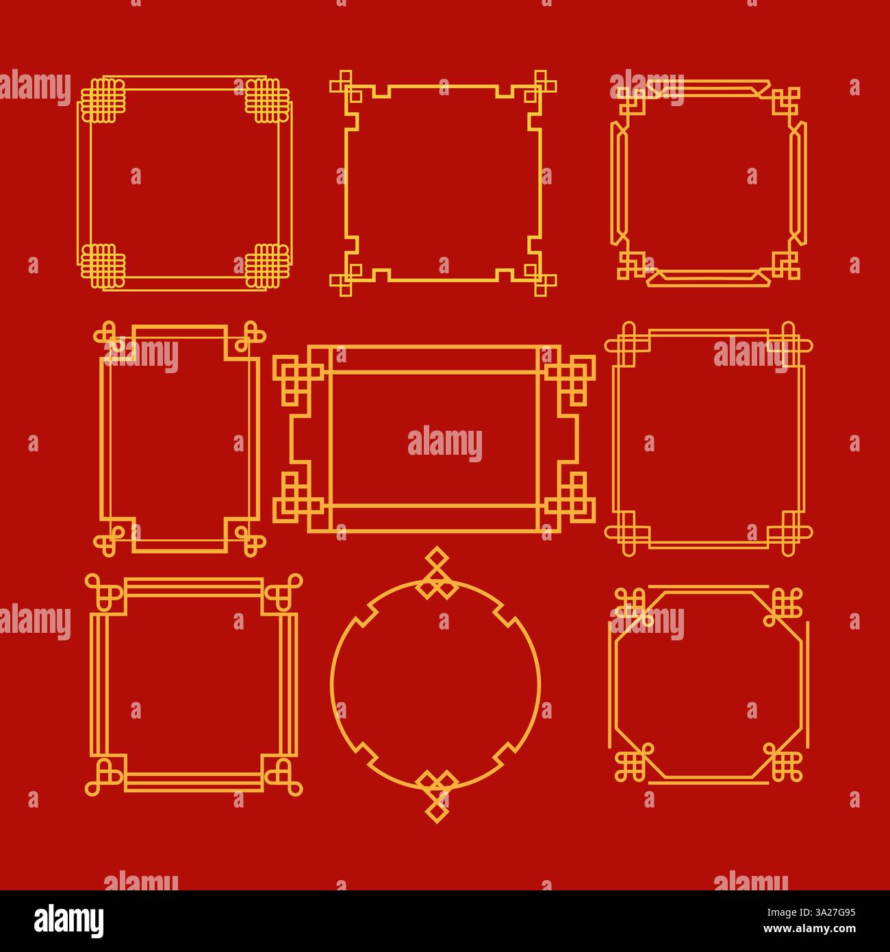 chinese frame border set cartoon vector illustration Stock Vector Image ...