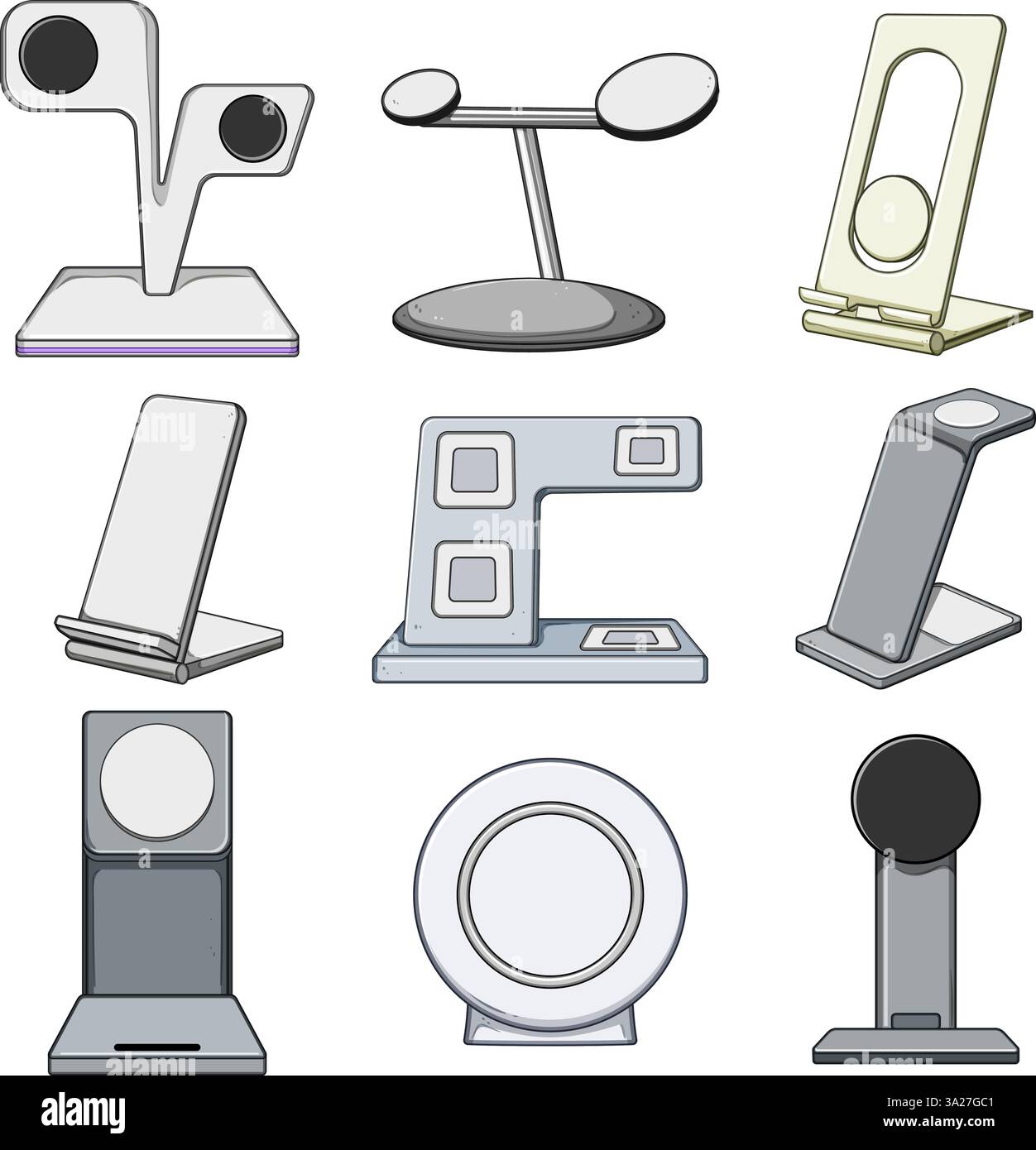 charging stand wireless set cartoon vector illustration Stock Vector ...
