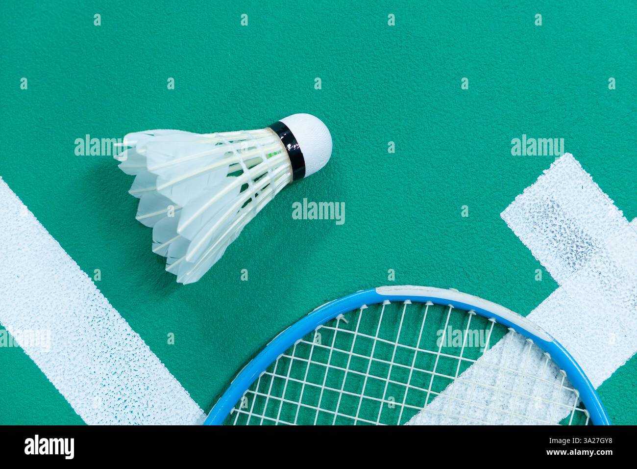 shuttlecock inside a badminton courts Stock Photo - Alamy