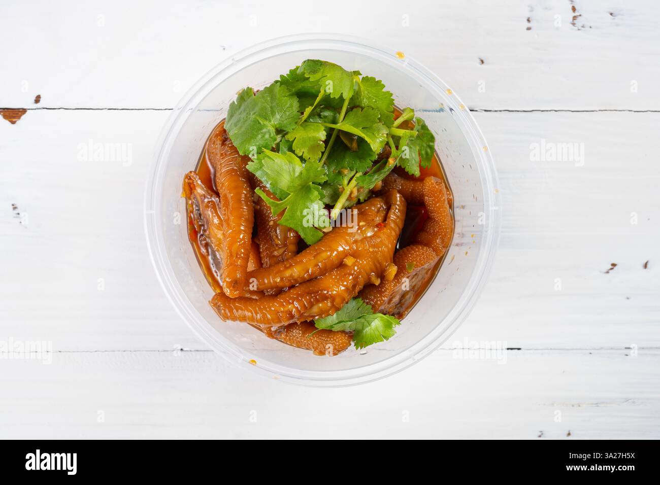 top view snack of spicy chicken feet Stock Photo - Alamy