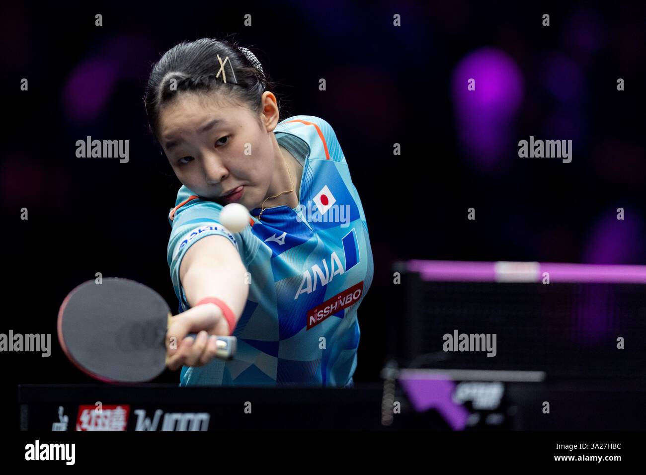 (250312) -- CHONGQING, March 12, 2025 (Xinhua) -- Harimoto Miwa of ...