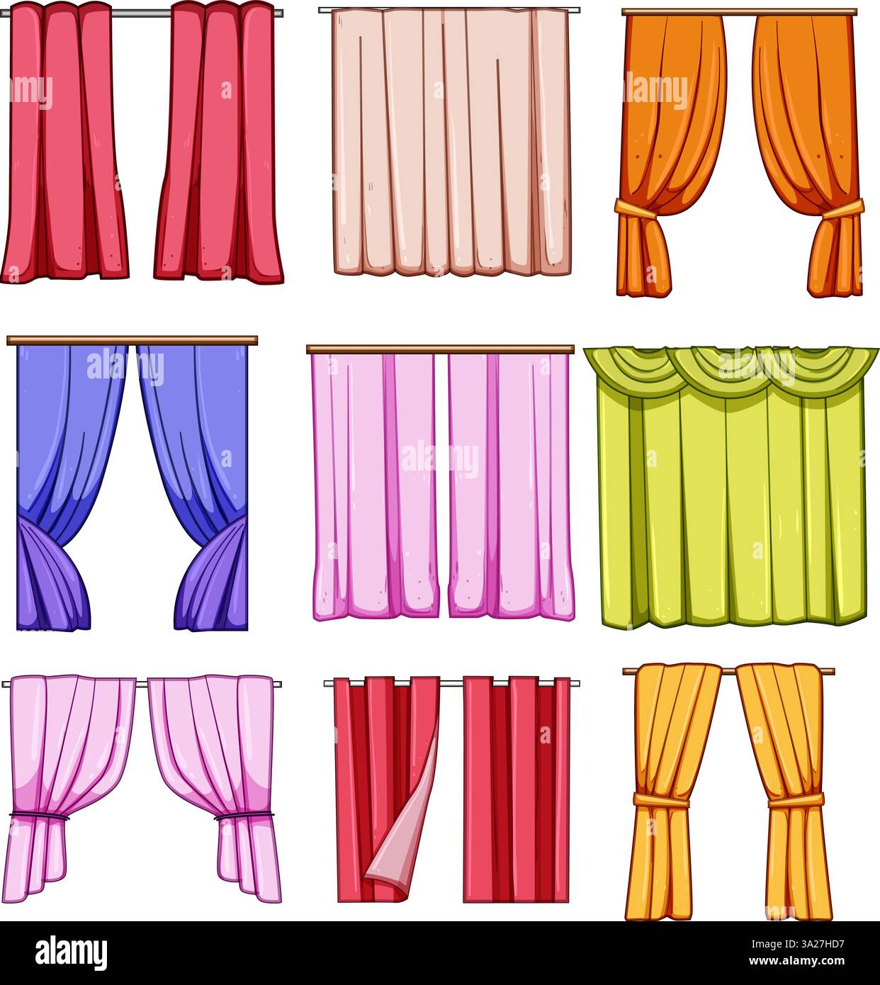 blackout curtains set cartoon vector illustration Stock Vector Image ...