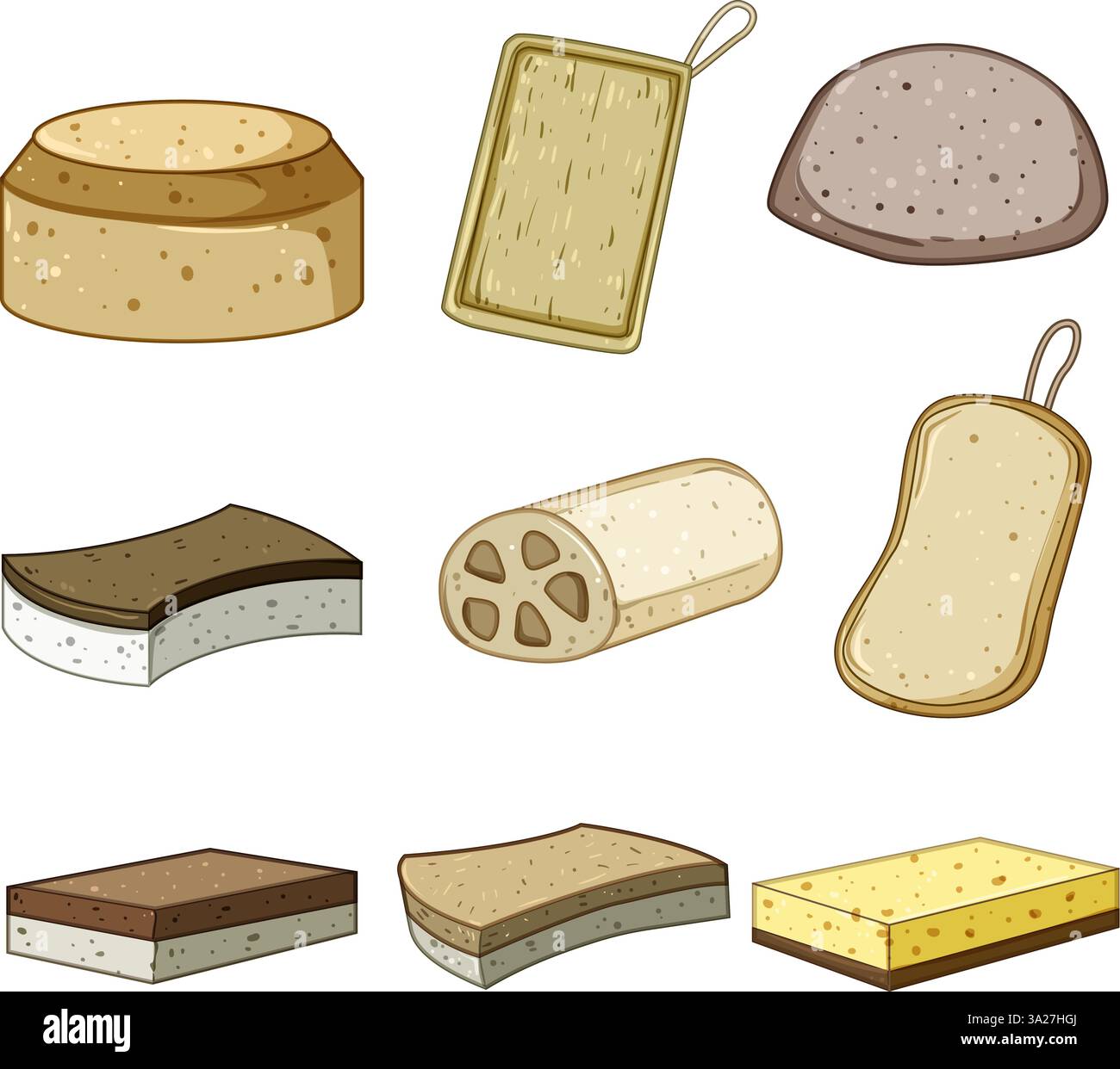 biodegradable kitchen sponge set cartoon vector illustration Stock ...
