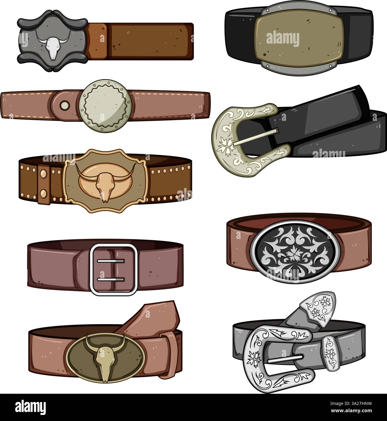 belt cowboy set cartoon vector illustration Stock Vector Image & Art ...