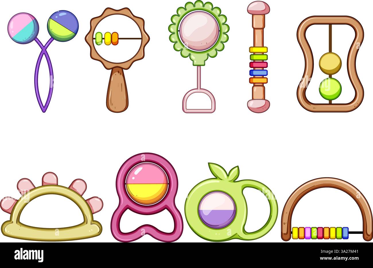baby rattle set cartoon vector illustration Stock Vector Image & Art ...