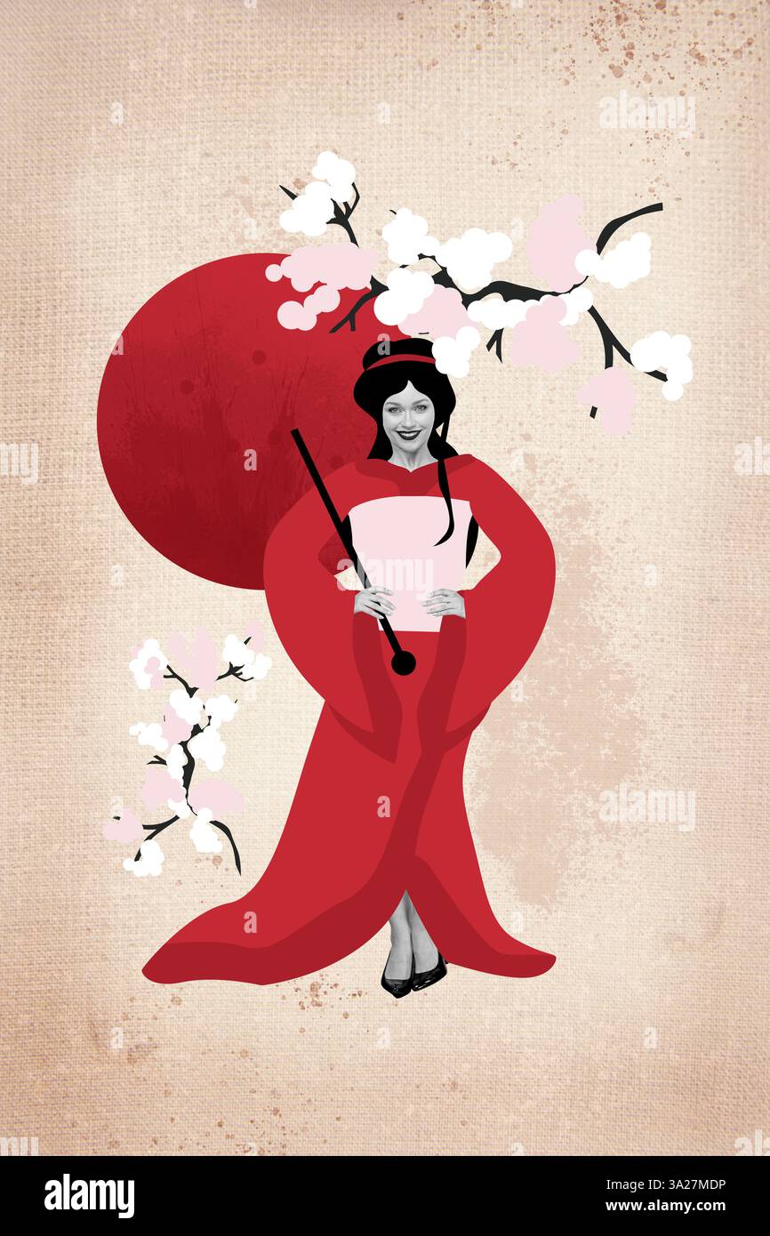 Creative design composite trend collage of japanese traditional ...