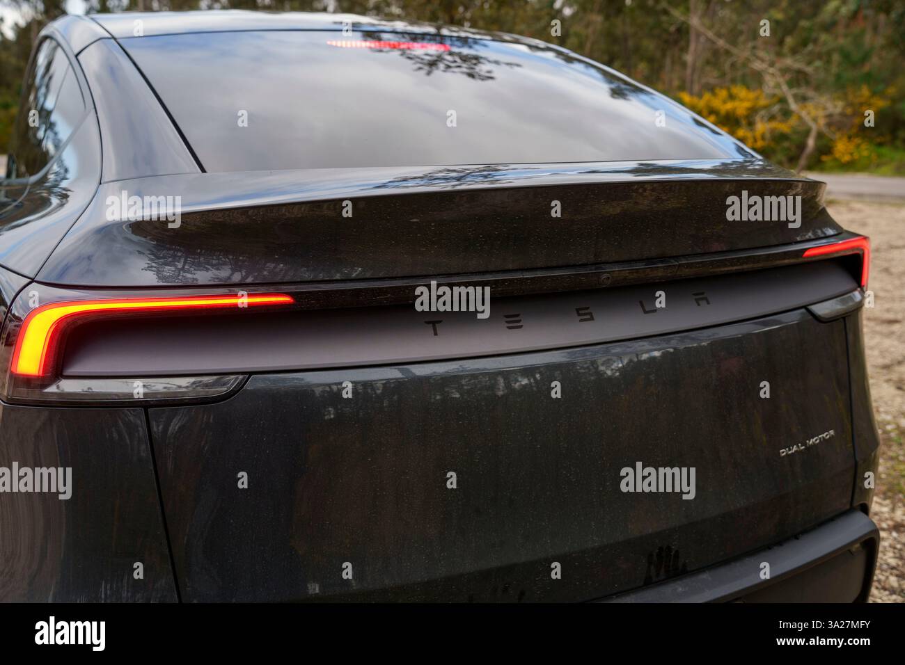 Tesla rear view hi-res stock photography and images - Alamy