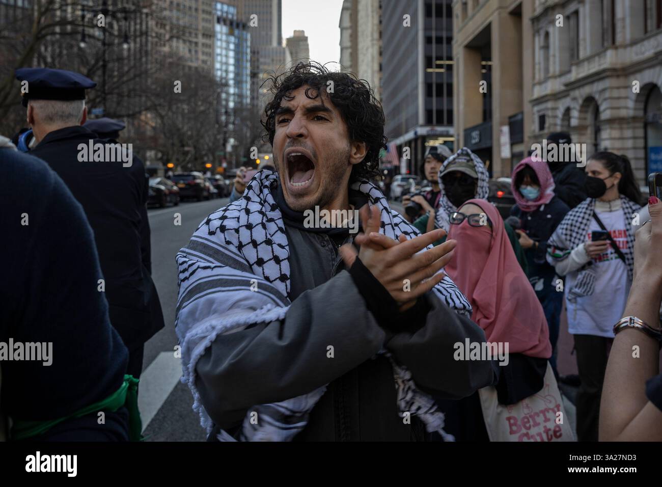 Protesters demand the release of Mahmoud Khalid, a Columbia student of ...