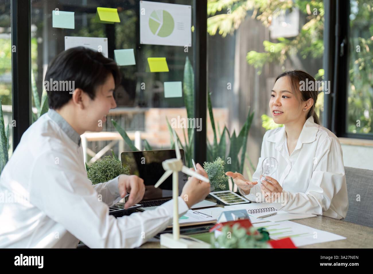 Sustainable Development and Collaboration. A professional sharing eco ...