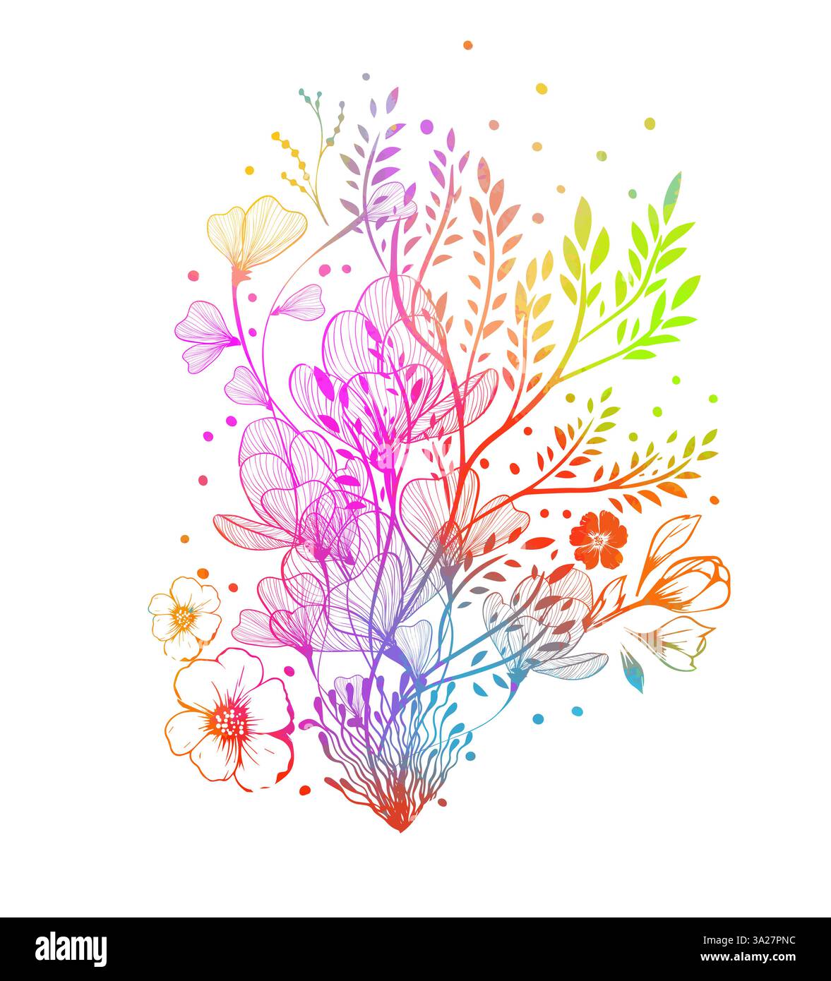 Floral colored abstraction. hand drawing. Not AI, Vector illustration ...