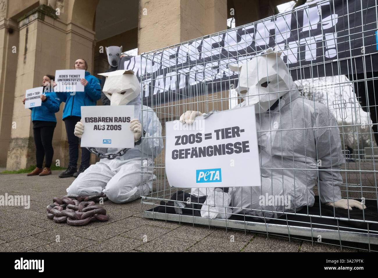Karlsruhe, Germany. 12th Mar, 2025. Peta activists protest against the ...