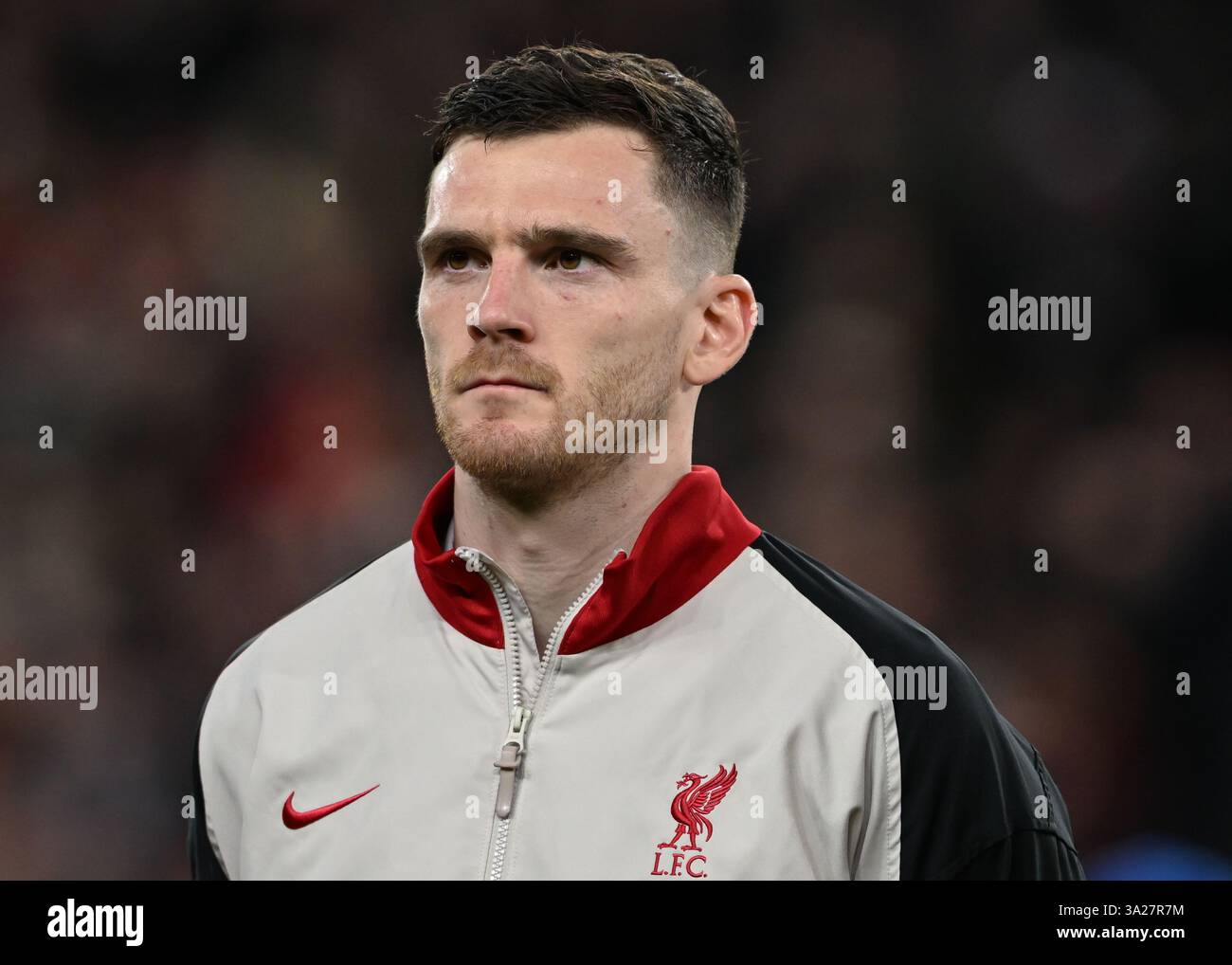 Liverpool, UK. 11th Mar, 2025. Andrew Robertson of Liverpool the UEFA ...