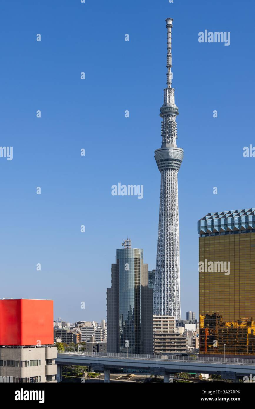 The towering Tokyo Skytree dominates the city skyline in this vertical ...