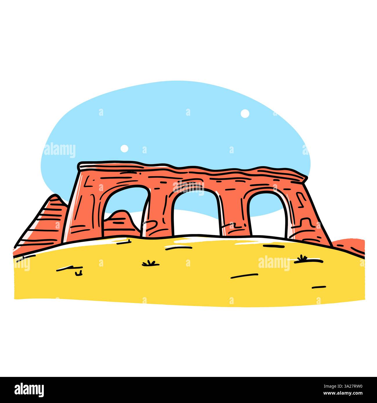 Simple minimalist drawing of Arches National Park. Arches National Park ...