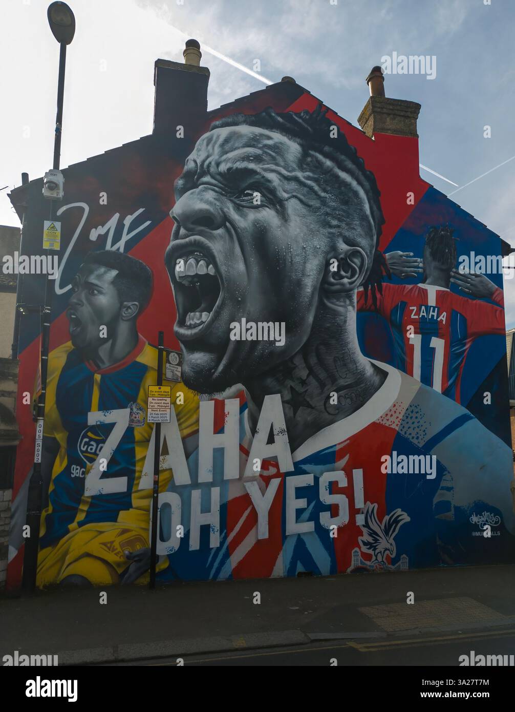 The mural of Wilfred Zaha on a house near Selhurst Park in London, UK ...