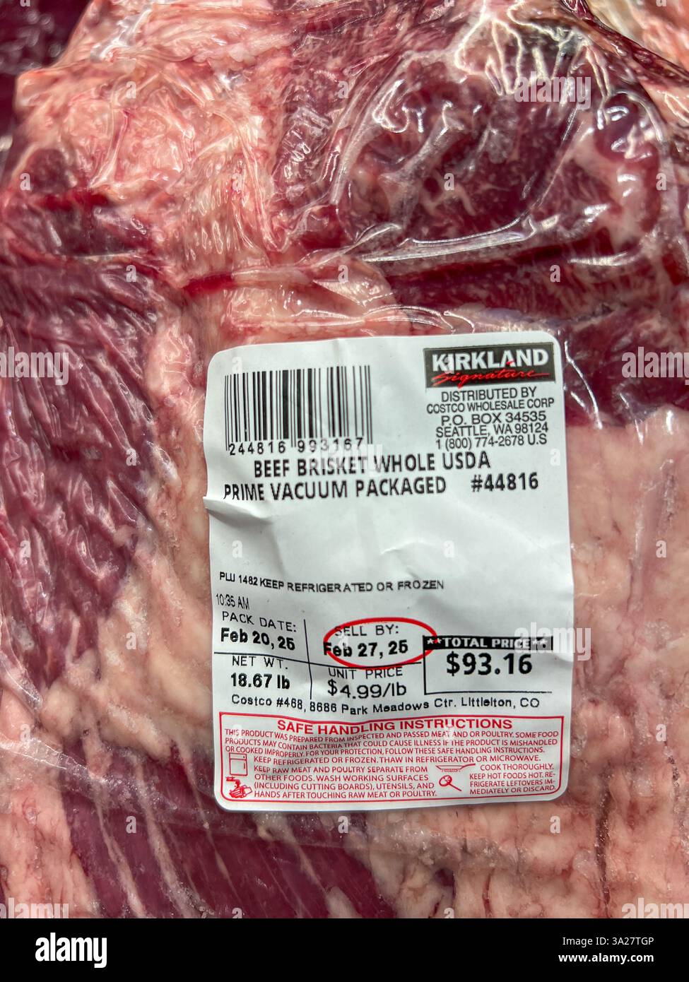 Costco Kirkland Beef Brisket Prime Cut Packaged Stock Photo - Alamy