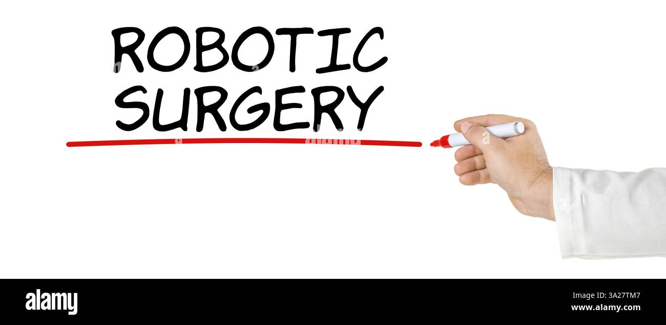 Hand with pen writing Robotic surgery Stock Photo - Alamy