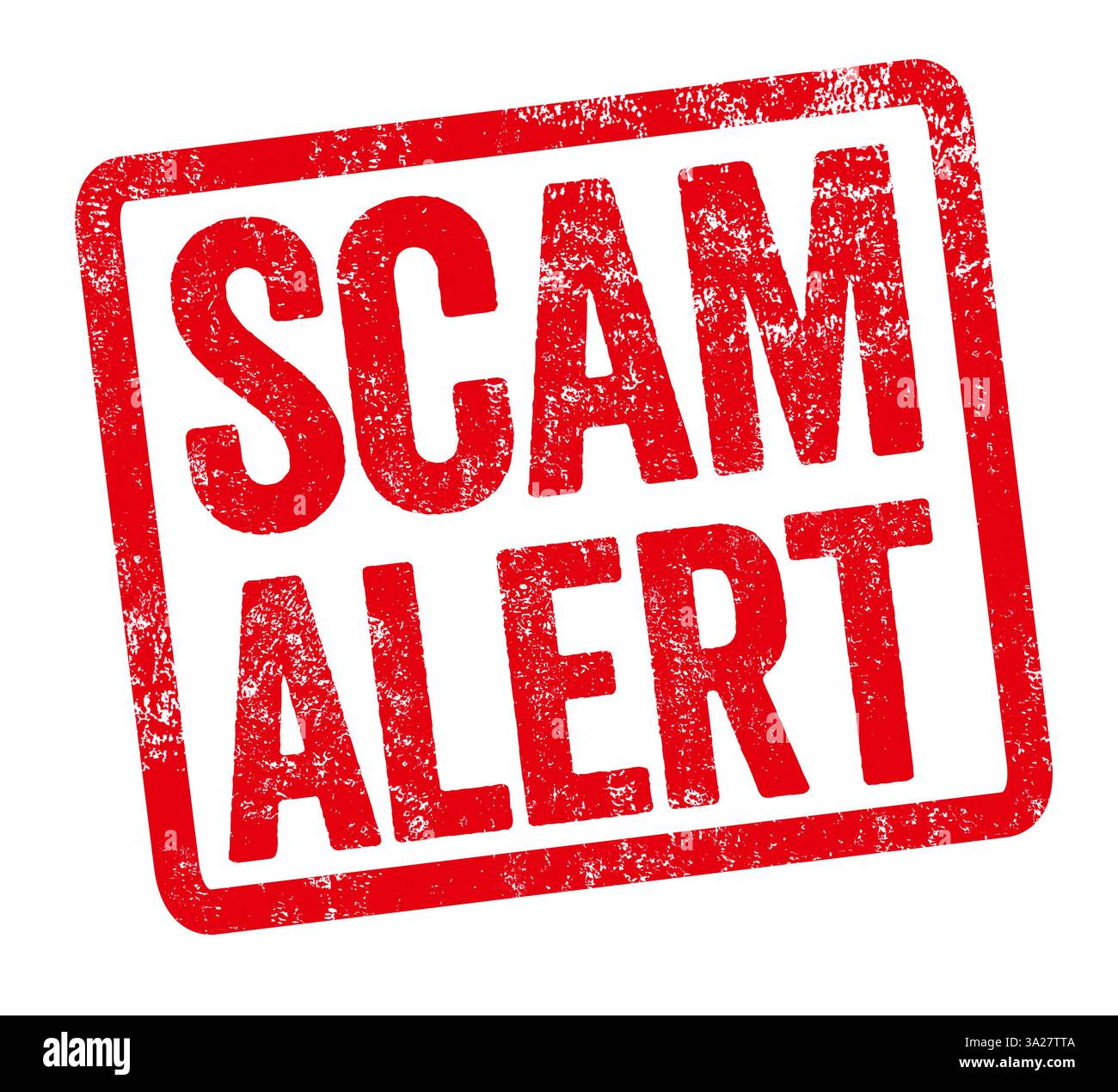 Red stamp on a white background - Scam Alert Stock Photo - Alamy