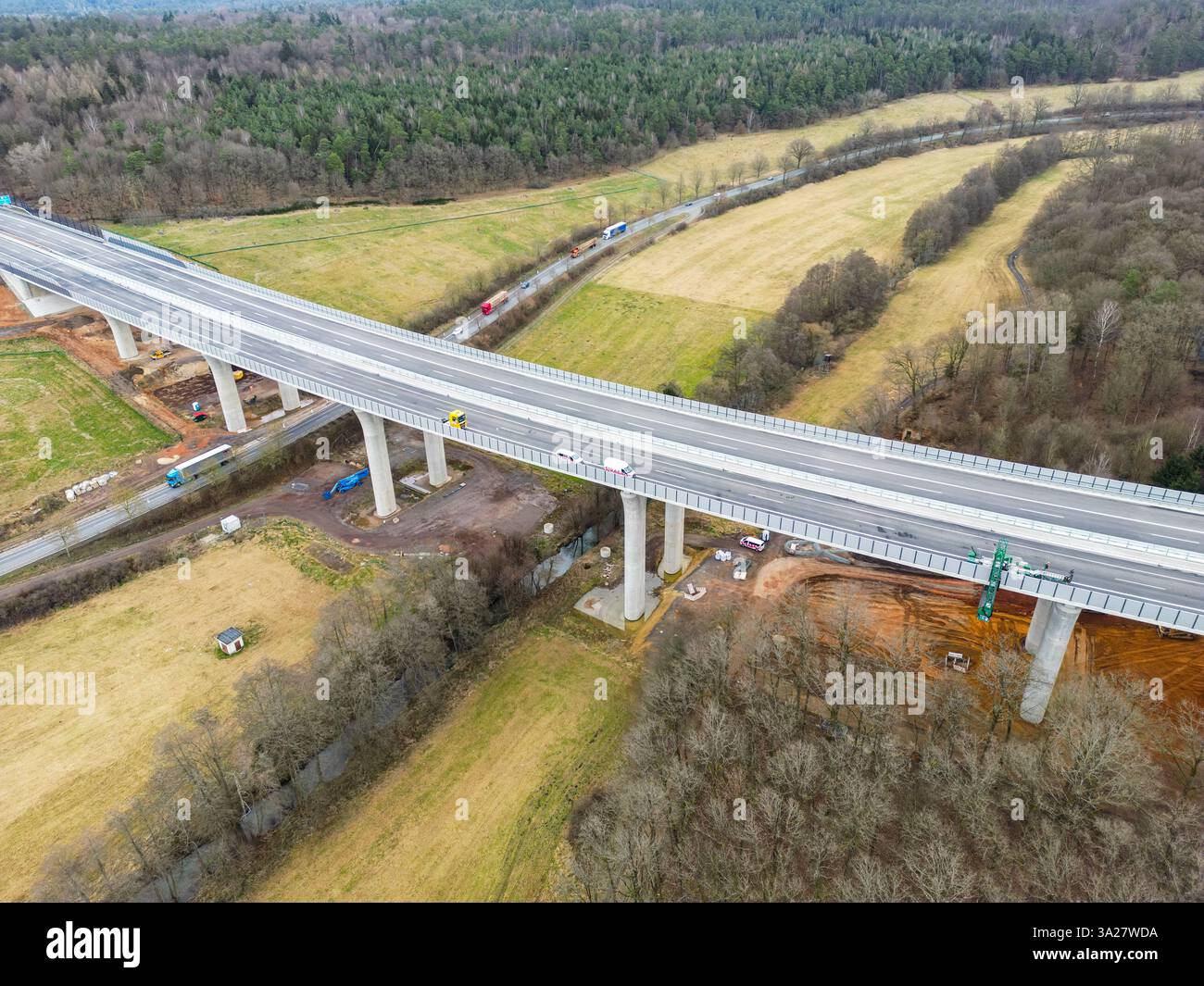 Schwalmstadt, Germany. 12th Mar, 2025. The Gleental bridge on the A49 ...